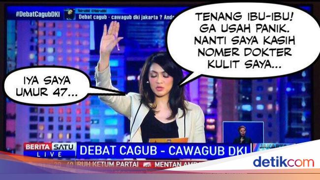Ira Koesno dan Alexis Bersaing Jadi Meme Kocak Debat Cagub