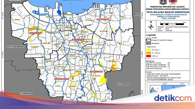 Ini Data dan Peta Sebaran Banjir di Wilayah Jakarta