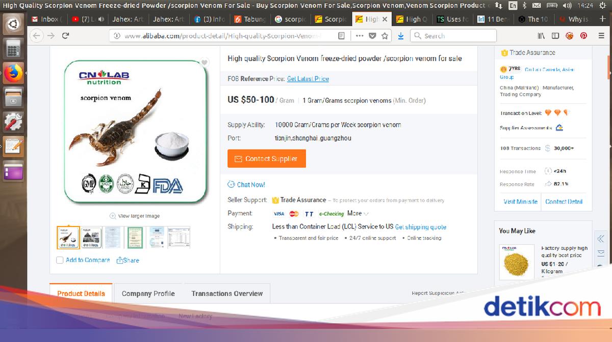1 Gram Racun Kalajengking Dijual Mulai Rp 700 Ribu, Kok Bisa?