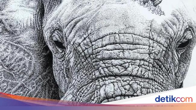 Habiskan Waktu 160 Jam, Seniman Ini Bikin Lukisan Gajah Penuh Dots