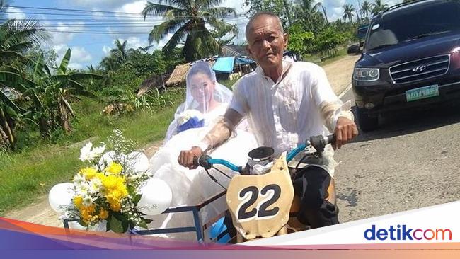 Foto Viral Pengantin Wanita Dibonceng Ayah Naik Motor Ini Menyentuh Netizen
