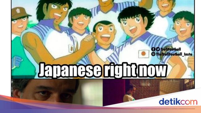 Jepang Kandaskan Kolombia, Meme Tsubasa Bertebaran
