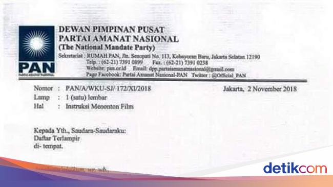 Ini Surat PAN yang Instruksikan Kader Nobar 'Hanum & Rangga'