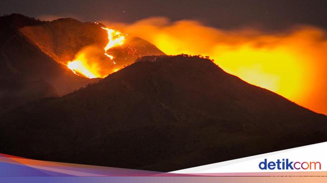 Penampakan Kobaran Api yang Membakar Gunung Merbabu