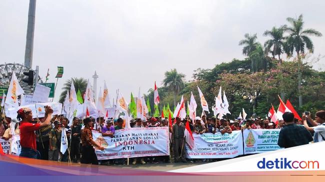 Ada Demo Massa Petani, Lalin di Patung Kuda ke Arah Istana Ditutup
