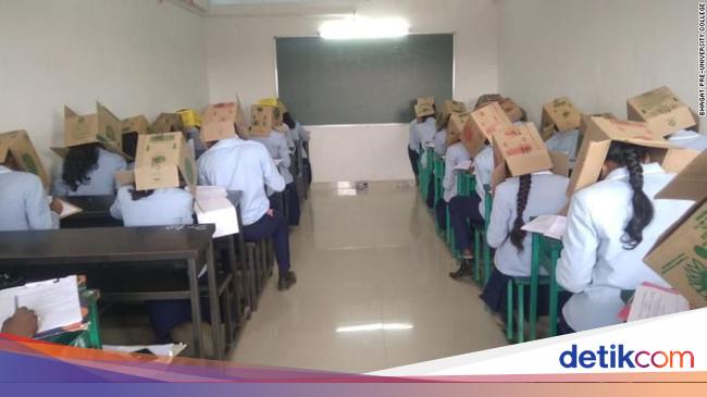 Ada-ada Saja! Siswa India Pakai Kardus di Kepala Supaya Tidak Menyontek