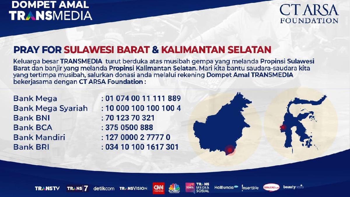 TRANSMEDIA dan CT ARSA Foundation Galang Dana untuk Sulbar-Kalsel