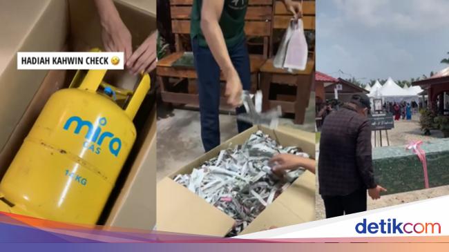 Kocak! Tabung Gas hingga Beras Jadi Hadiah Pernikahan Unik