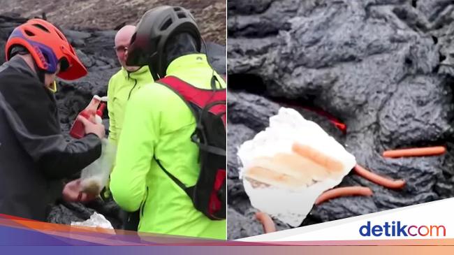 Anti Mainstream! 5 Orang Ini Masak Daging dan Telur di Lava Gunung Berapi