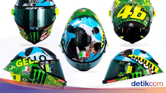Muu... Helm Rossi Bercorak Sapi di MotoGP Italia 2021