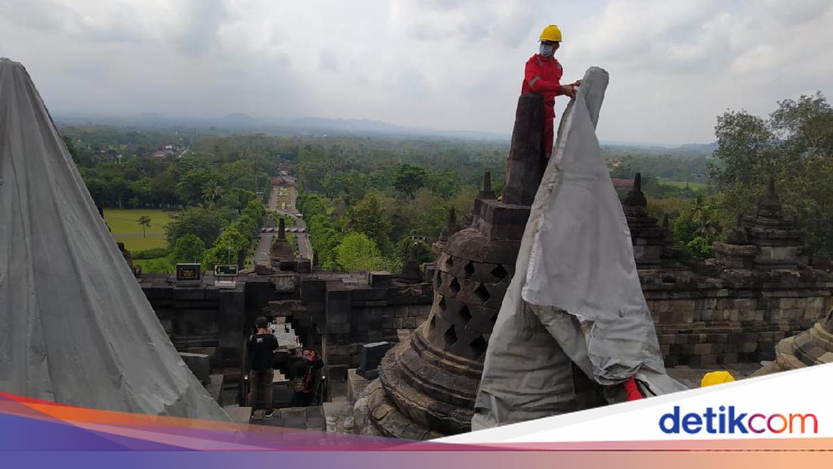 Aman dari Hujan Abu Merapi, Cover Stupa Candi Borobudur Dibuka Kembali