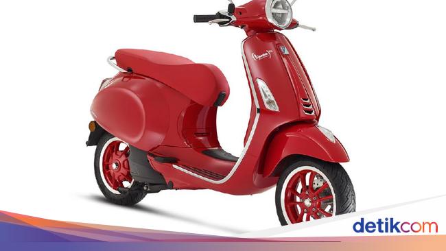 Motor Listrik Vespa Serba Merah buat Perangi AIDS dan COVID