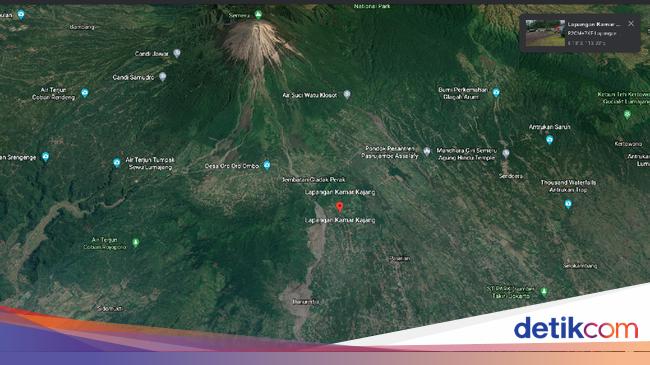 Penampakan Erupsi Gunung Semeru Dilihat dari Citra Google Earth