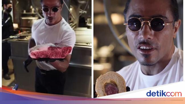 Pamer Menu Baru, Salt Bae Gunakan Sebongkah Daging untuk Isian Burger