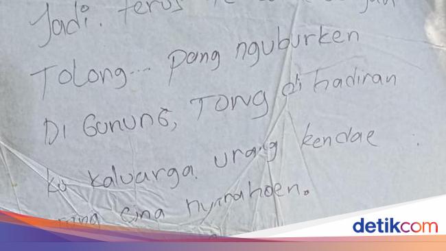 Isi Surat Wasiat Pria Jaket Loreng: Minta Dikubur di Gunung Isi Surat Wasiat Pria Jaket Loreng: Minta Dikubur di Gunung