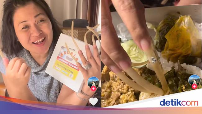 Bukan Pakai Tangan, Wanita Ini Makan Nasi Padang pakai Kuku Super Panjang
