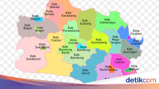 Peta Jawa Barat, Kabupaten Sukabumi Terluas - Kota Cirebon Terkecil