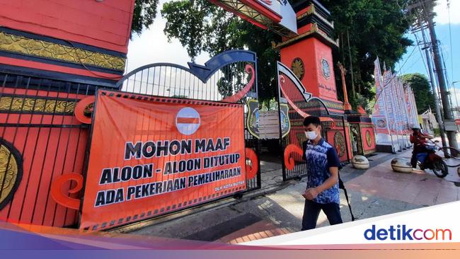 Ganti Keramik-Paving, Alun-Alun Kota Blitar Tutup Sementara
