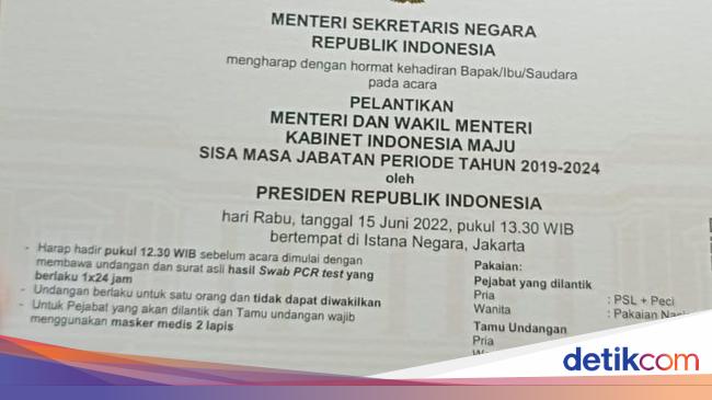 Berwarna Putih, Begini Penampakan Undangan Pelantikan Menteri Jokowi ...