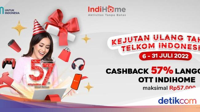 IndiHome Hadirkan Promo Cashback 57% Spesial HUT Telkom, Cek Yuk!