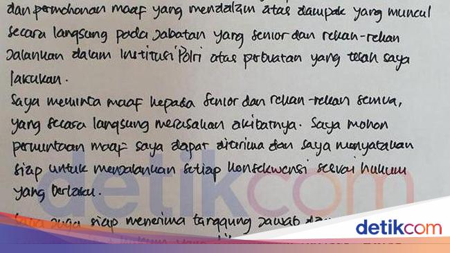 Eksklusif: Isi Lengkap Surat Tulisan Tangan Sambo Minta Maaf ke Senior ...
