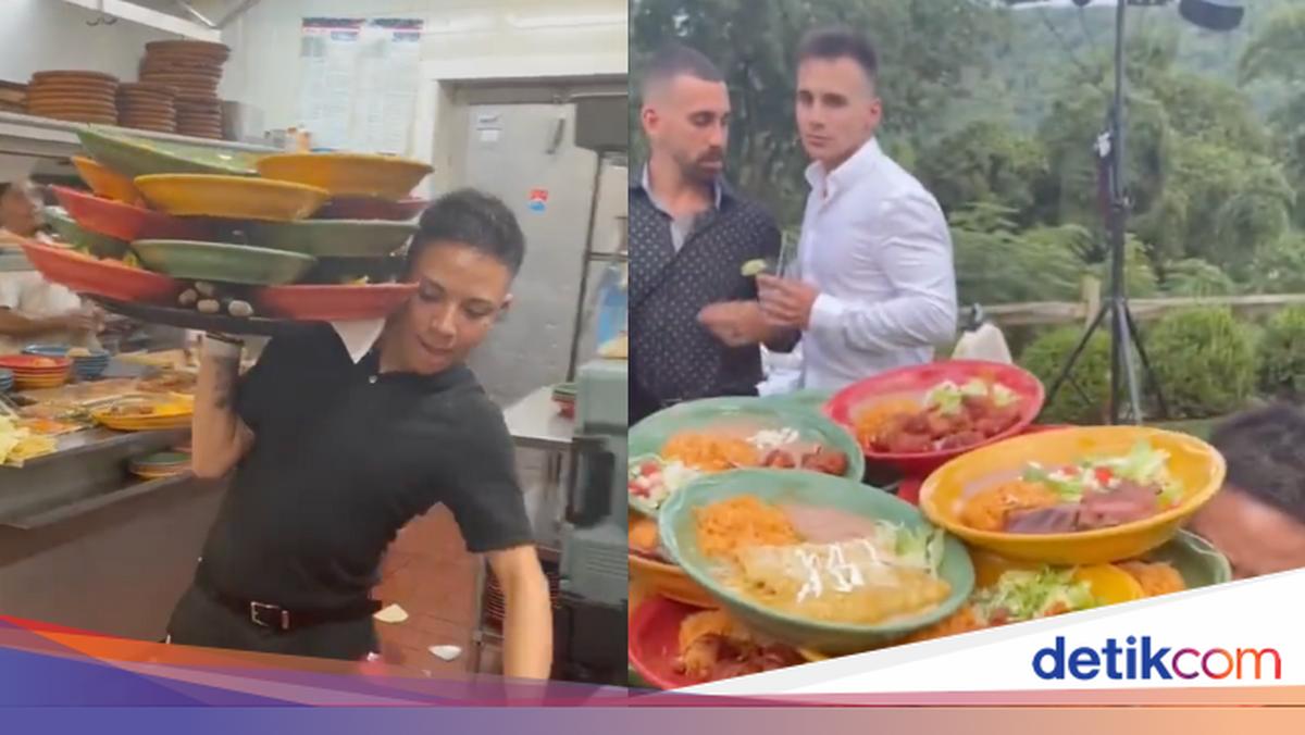 Mirip di Resto Padang, Pelayan Ini Bisa Bawa Banyak Piring Sekaligus