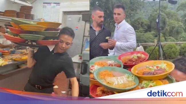 Mirip di Resto Padang, Pelayan Ini Bisa Bawa Banyak Piring Sekaligus