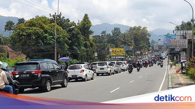 Lalin Arah Puncak Macet, Antrean Kendaraan Mengular di Megamendung