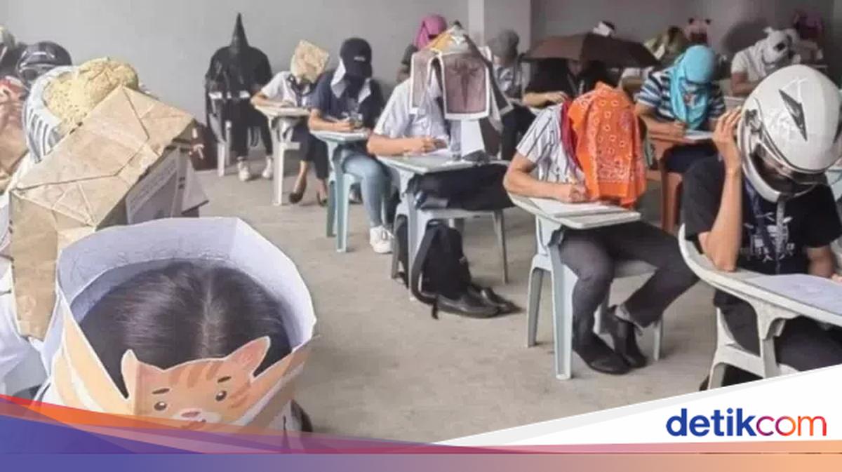 Aksi Unik Mahasiswa Filipina Pakai Topi 'Anti Nyontek'