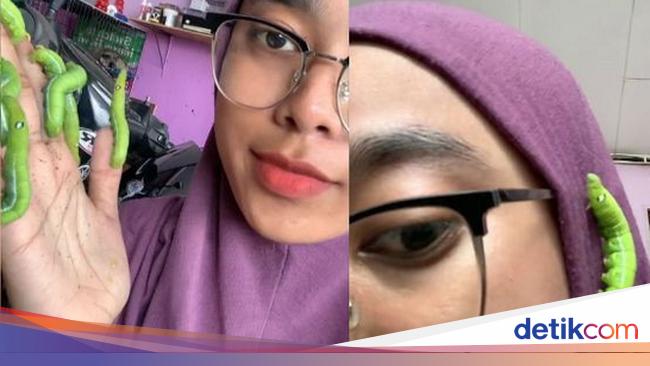 Viral Hijabers Pakai Aksesori dari Ulat Hidup, Bikin Netizen Geli