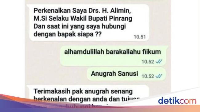 Nama Wabup Pinrang Dicatut untuk Penipuan, Modus Beri Bantuan Rp 16 Juta