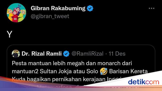 Rizal Ramli Sindir Kirab Kaesang, Gibran: Nggak Hadir tapi Mantengin TV Terus