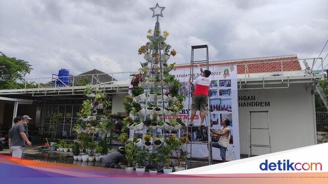 Gereja di Sidoarjo Hadirkan 2 Pohon Natal Unik, dari Tanaman Hias dan Snack