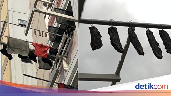 Heboh! Penghuni Apartemen Jemur Daging Babi Kecap di Tiang Jemuran