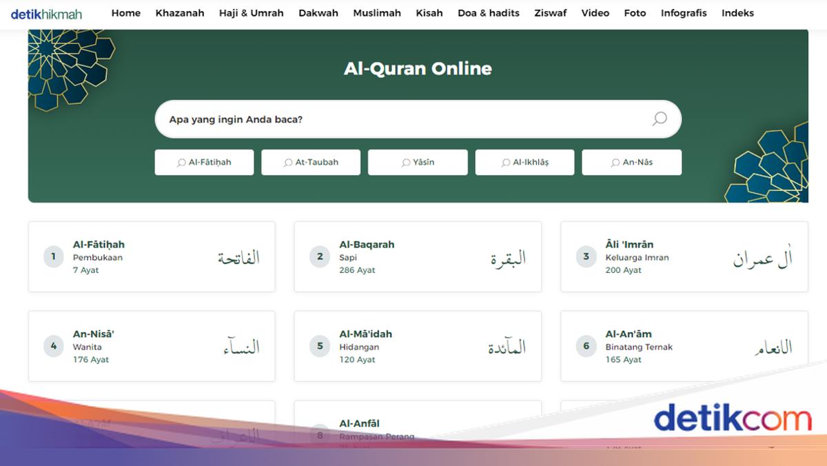 Baca Surat Yasin Lengkap Arab, Latin dan Artinya di Qur'an Online detikcom