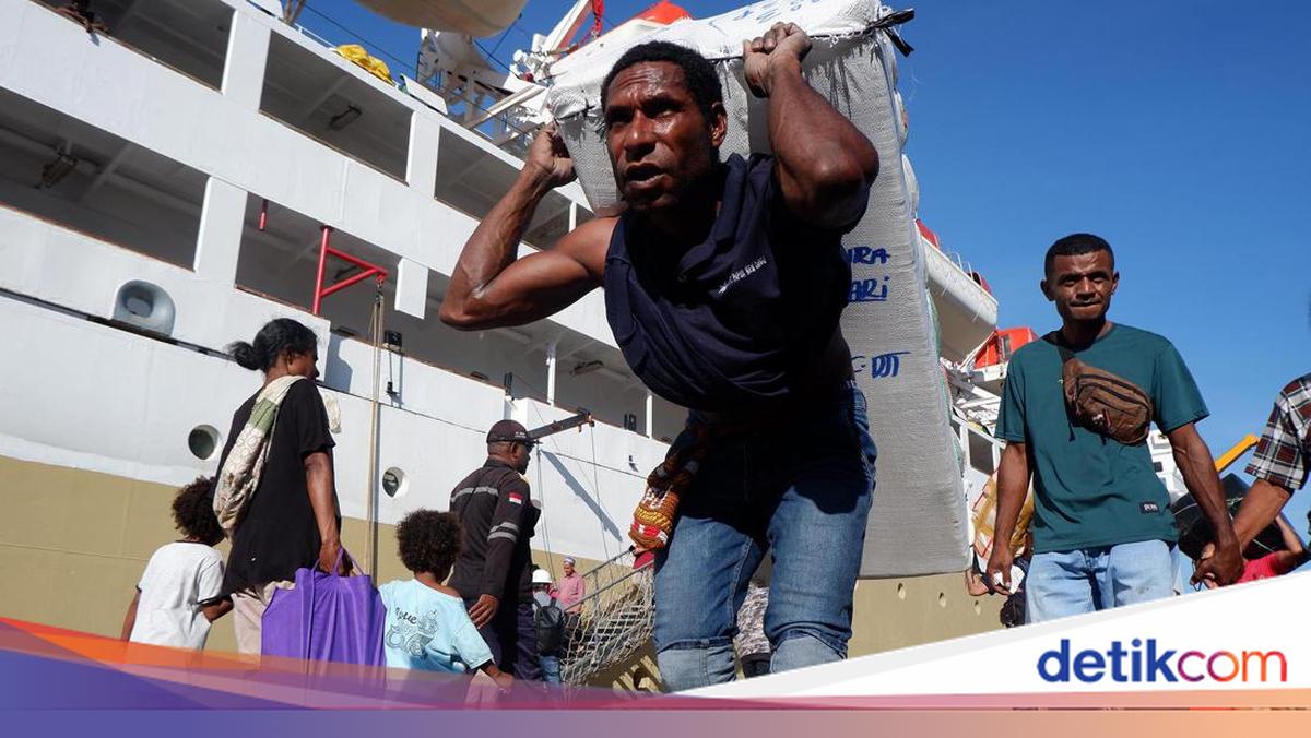 Potret Buruh Angkut Mengais Rezeki di Pelabuhan Jayapura