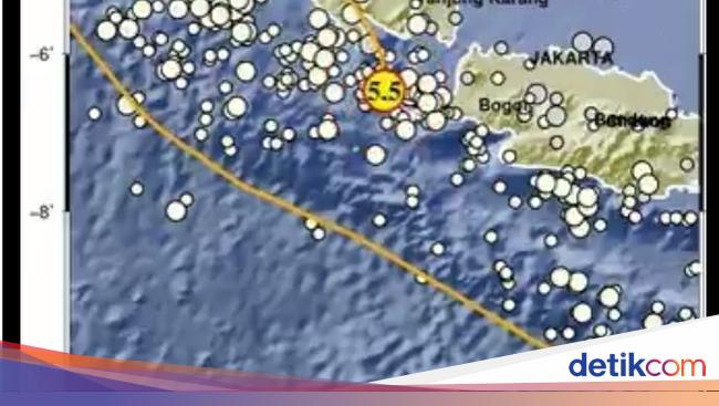 Berpusat di Laut, Ini Titik Gempa M 5,4 di Sumur Banten