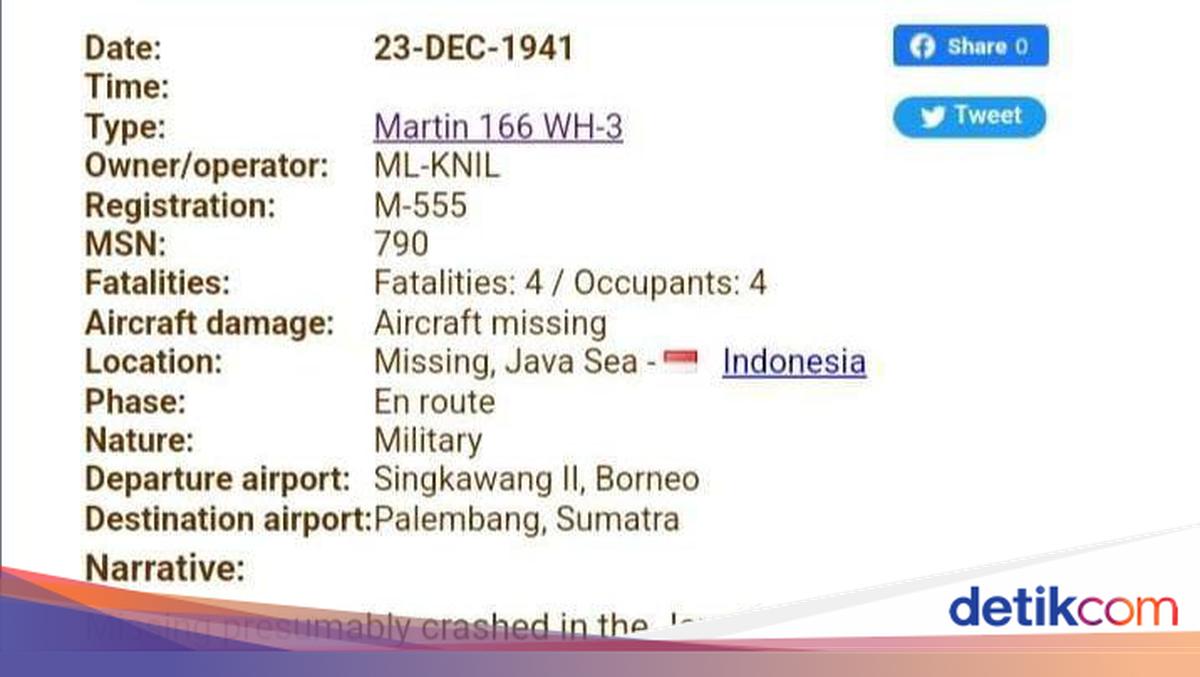 Bangkai Pesawat Perang Dunia 2 Ditemukan Di Laut Lamongan Jatuh Tahun 1941