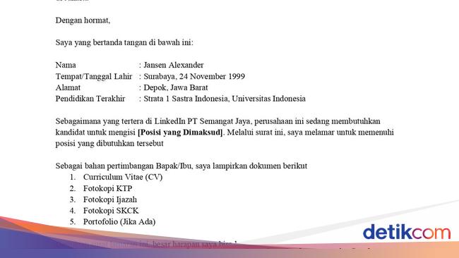 Susunan Surat Lamaran Kerja beserta Contohnya yang Benar dan Nggak Lebay