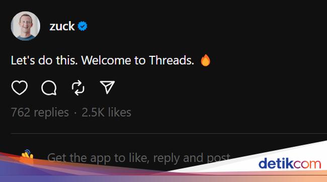 Zuckerberg Mulai Ramaikan Threads, Aplikasi Pesaing Twitter Buatan Meta Zuckerberg Mulai Ramaikan Threads, Aplikasi Pesaing Twitter Buatan Meta
