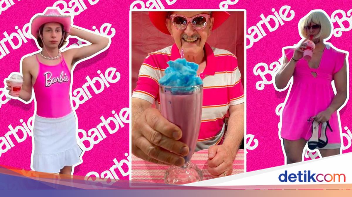 Kocak! Tren Minum Milkshake Pink Ini, Ubah TikToker Pria Jadi 'Barbie'