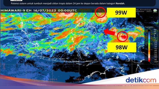 BMKG Analisis Bibit Siklon Tropis 98W dan 99W, Ini Dampaknya di Wilayah RI