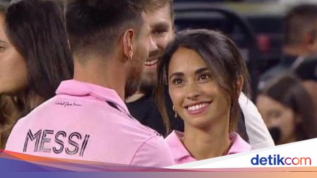 Foto Istri Messi Saat Dukung Suami di Inter Miami, Hampir Salah Cium Orang
