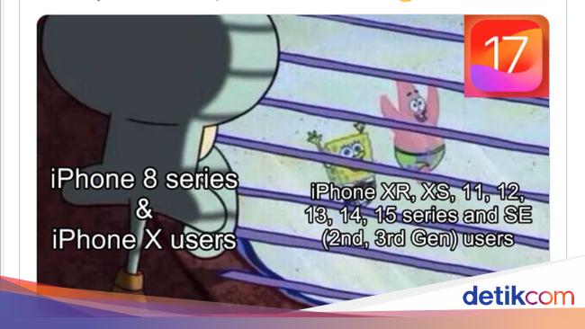Meme Kocak iOS 17, Pengguna iPhone XS Meringis iPhone X Menangis