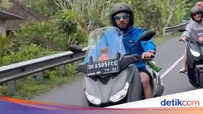 Viral Bule Naik Motor Zig-zag Sambil Minum Bir di Jalanan Bali