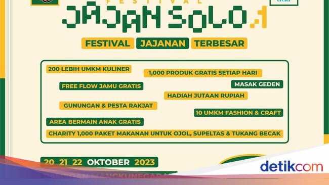 Festival Jajan Solo Digelar 20-22 Oktober 2023 di Mangkunegaran