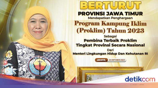 Pemprov Jatim Raih Penghargaan Pembina Proklim Terbaik, Ini Pesan Khofifah