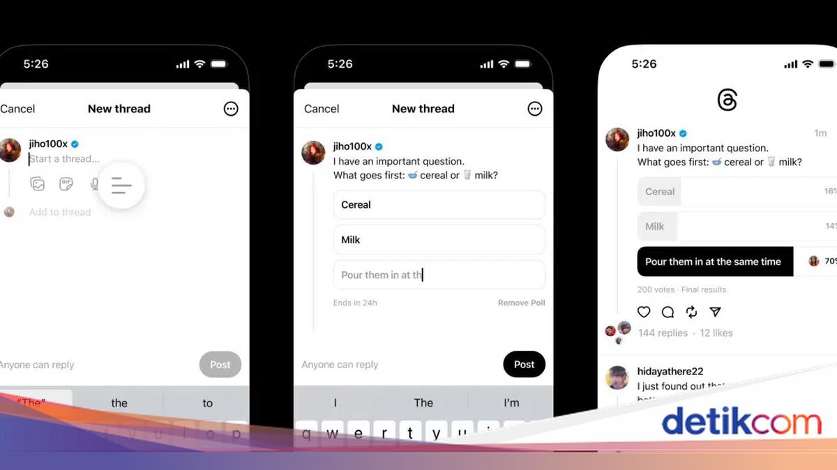 Threads Kini Punya Fitur GIF dan Jajak Pendapat, Makin Mirip X