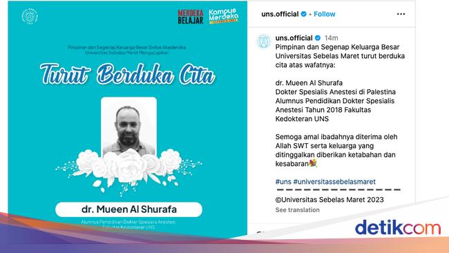 UNS Solo Berduka Atas Wafatnya Dokter Mueen Al Shurafa di Palestina