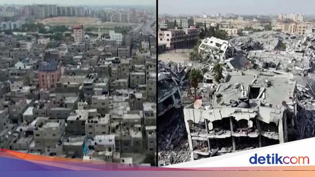 Perbandingan Kondisi Gaza dari Udara Sebelum dan Setelah 7 Oktober Perbandingan Kondisi Gaza dari Udara Sebelum dan Setelah 7 Oktober